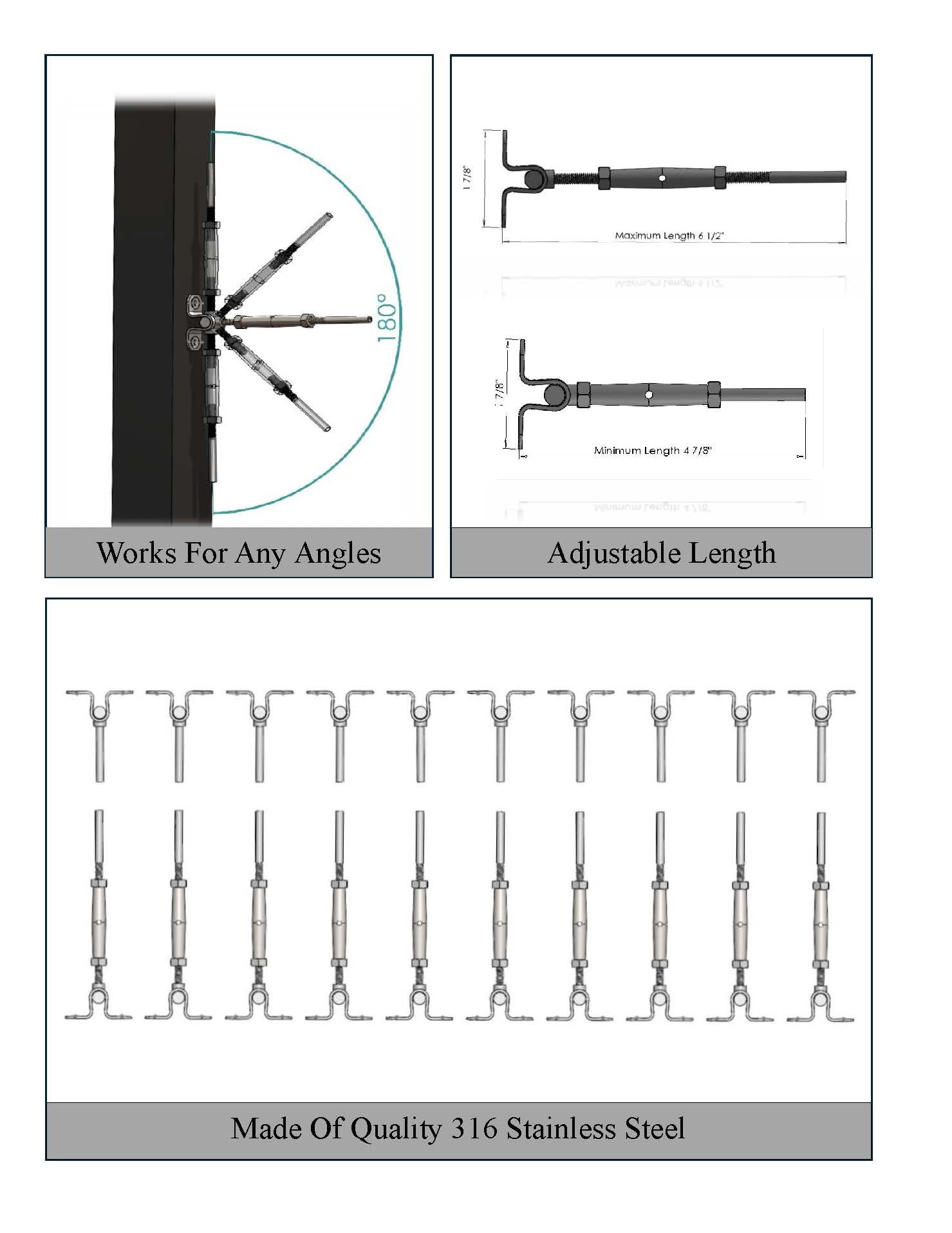 Stainless Steel 180 Degree Adjustable Stair Kit (pack of 10)